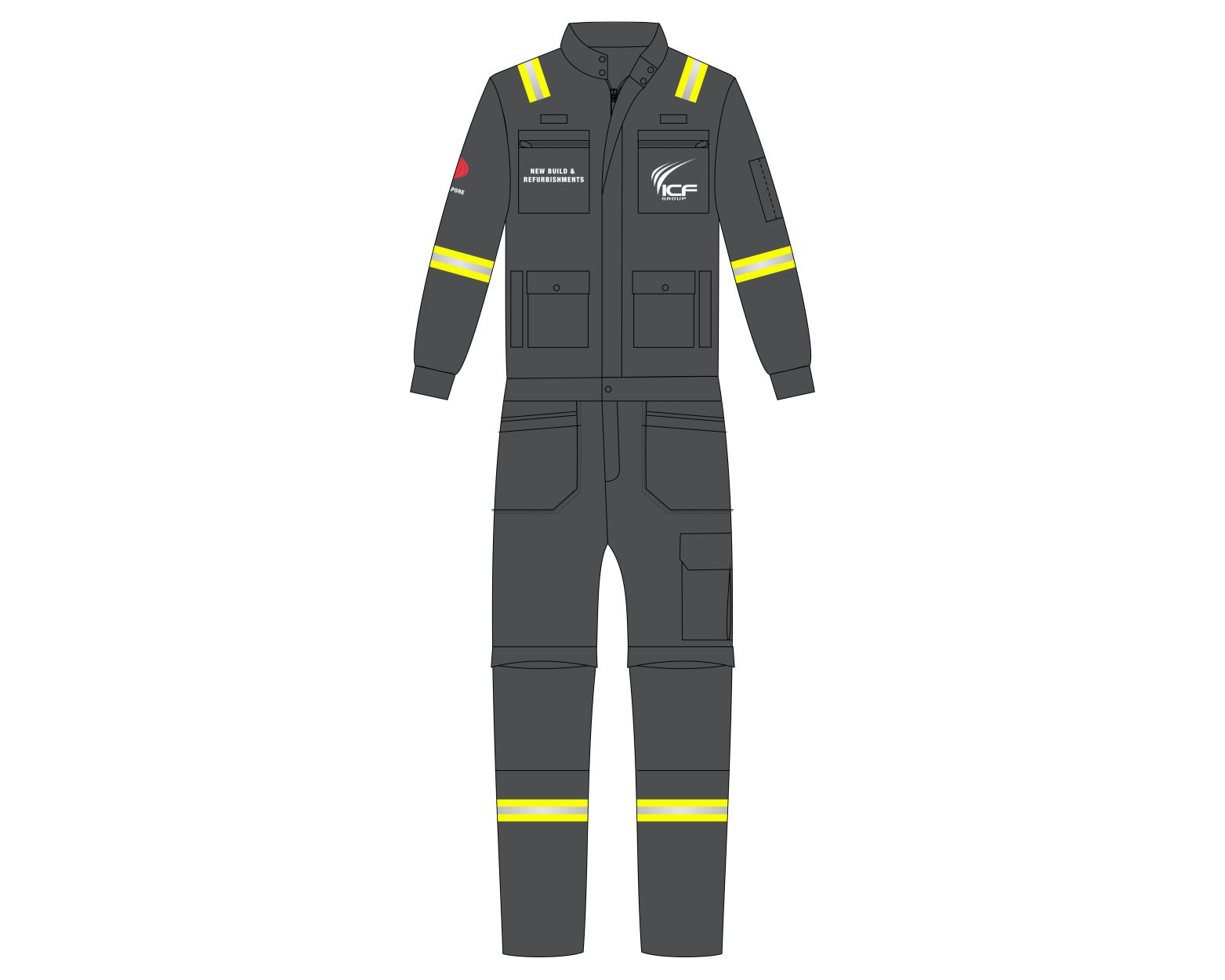 Professional custom jumpsuit drawings Manufacturing reflective tape ...