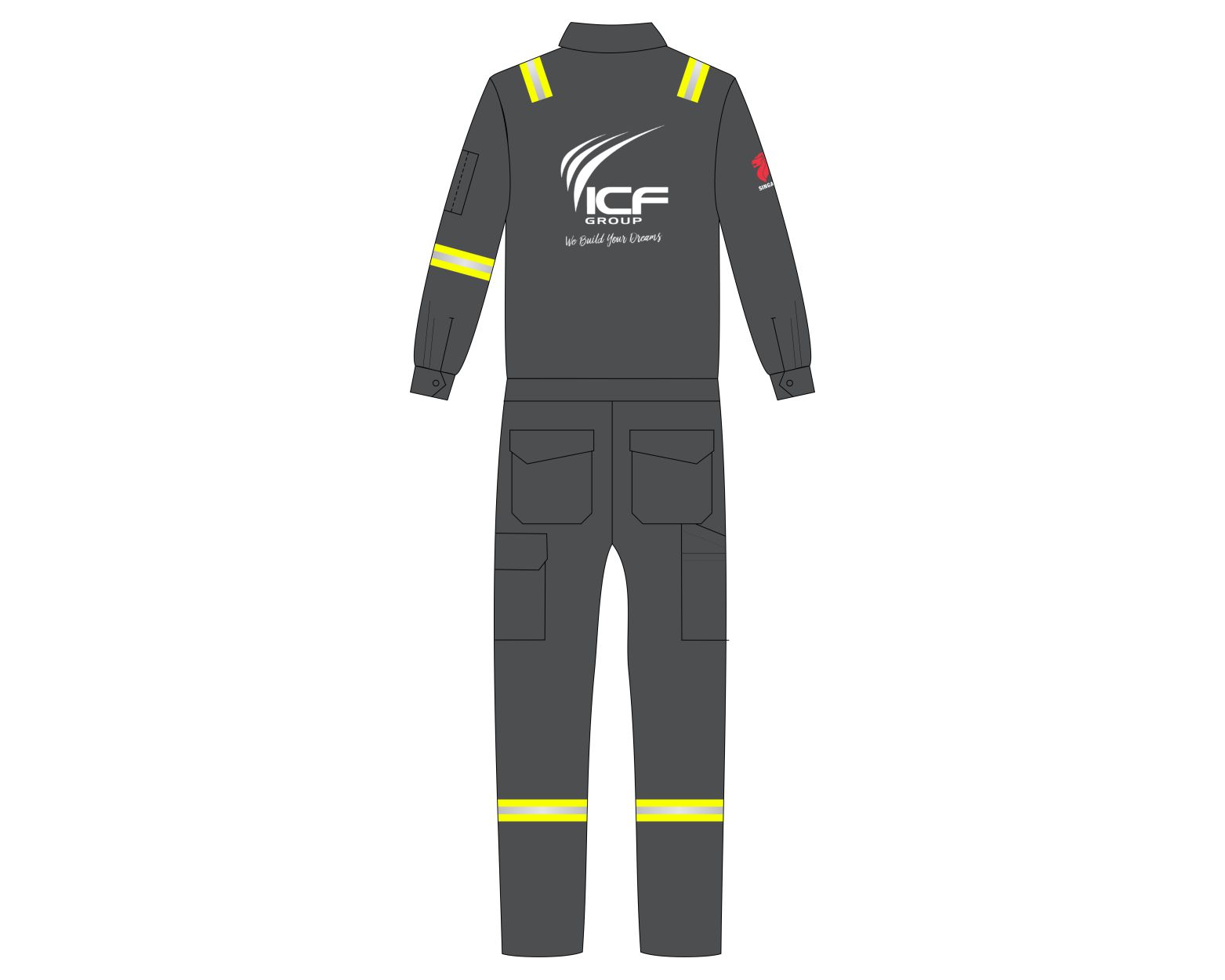 Professional custom jumpsuit drawings Manufacturing reflective tape ...