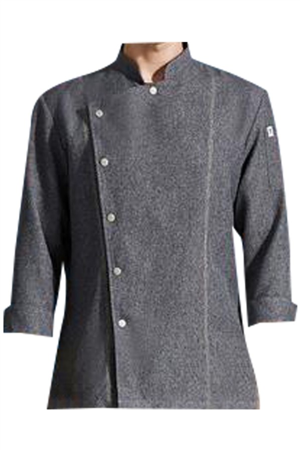customized long-sleeved gray linen chef uniform fashion design small ...