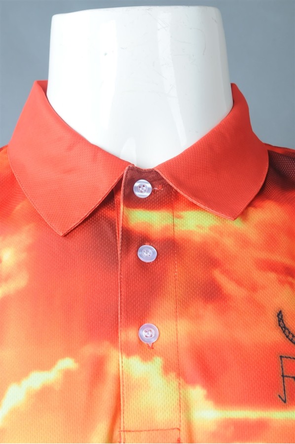 custom-made men's sublimation custom orange printed long sleeve Polo ...