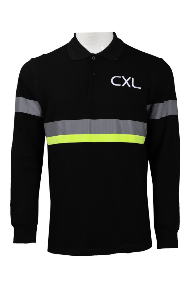 custom-made black long-sleeved reflective strip Polo shirt reflective ...