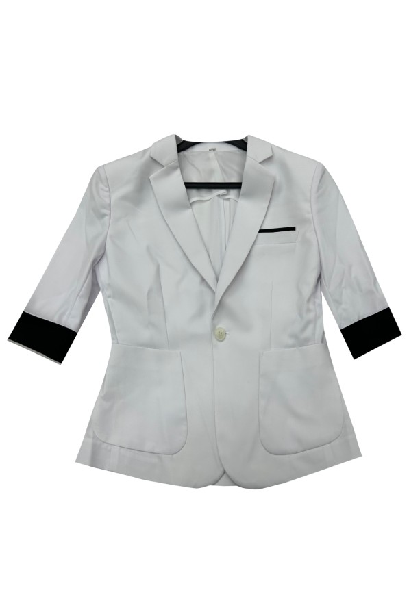 Design solid color mid-sleeved women's suit uniforms custom-made white ...