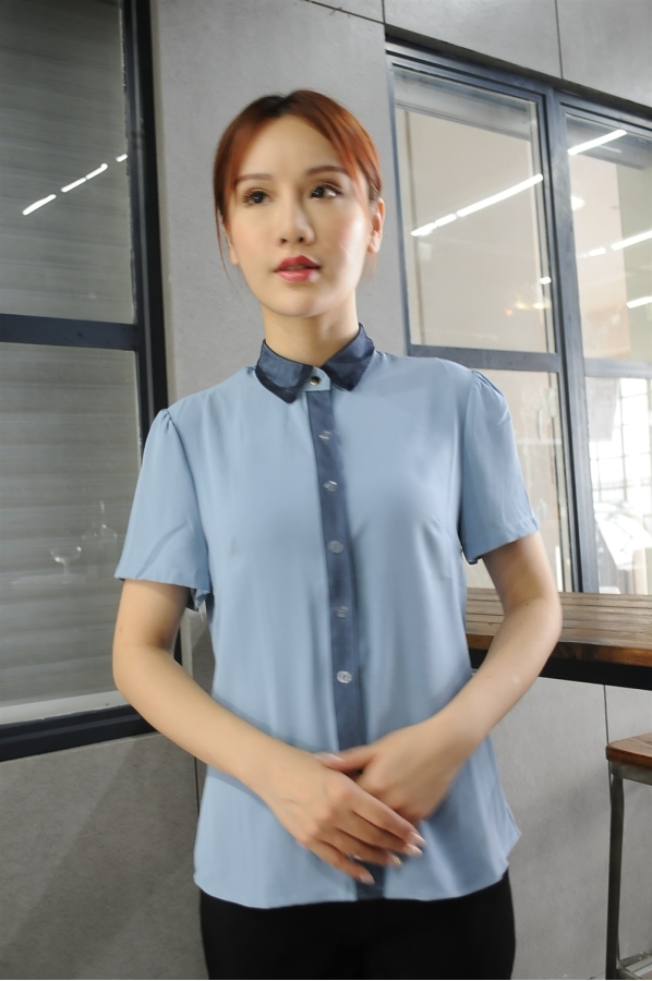 Develop light blue casino uniform model demonstration real person show ...