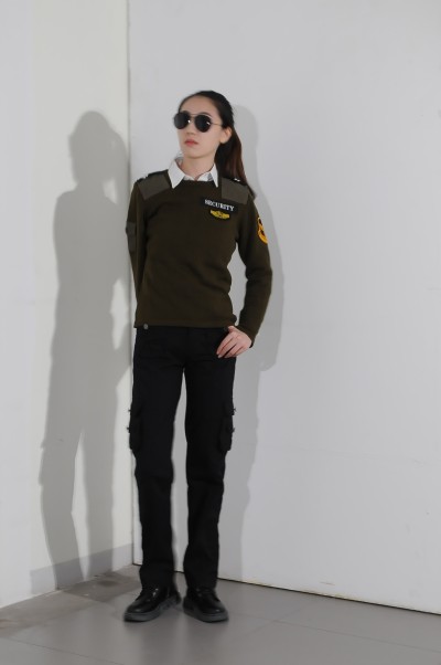 Custom security sweater uniform model demonstration reality try on ...