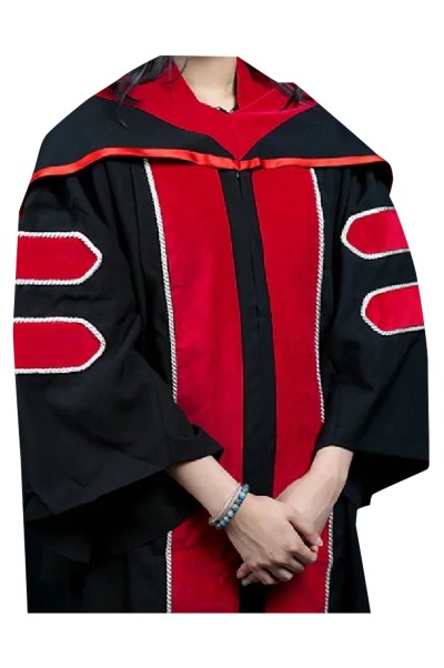 Classic accordion-style graduation gown design. Customized red and ...