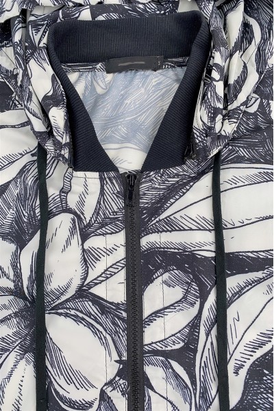 Custom fashion sketch printed windbreaker design zipper hooded ...