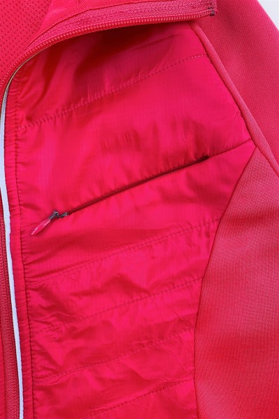 Custom red solid color windbreaker jacket design multi-pocket ...