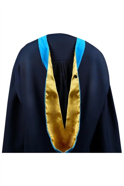 Customized Bachelor's Graduation Gown Designed Blue Yellow Silk Belt ...