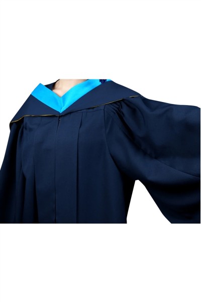 Customized Bachelor's Graduation Gown Designed Blue Yellow Silk Belt ...