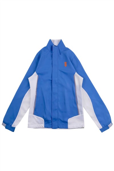 Customized blue contrast color white windbreaker design Velcro zipper ...