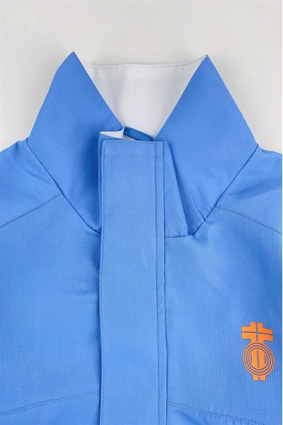Customized blue contrast color white windbreaker design Velcro zipper ...