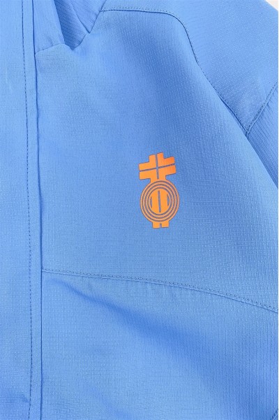 Customized blue contrast color white windbreaker design Velcro zipper ...