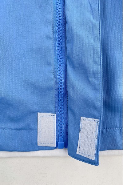 Customized blue contrast color white windbreaker design Velcro zipper ...