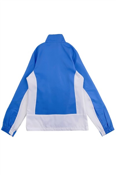 Customized blue contrast color white windbreaker design Velcro zipper ...