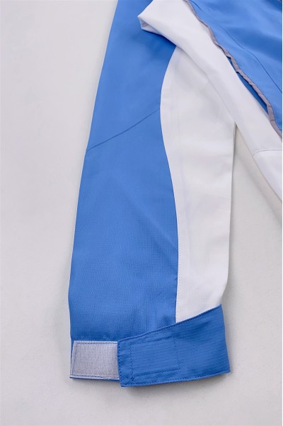 Customized blue contrast color white windbreaker design Velcro zipper ...