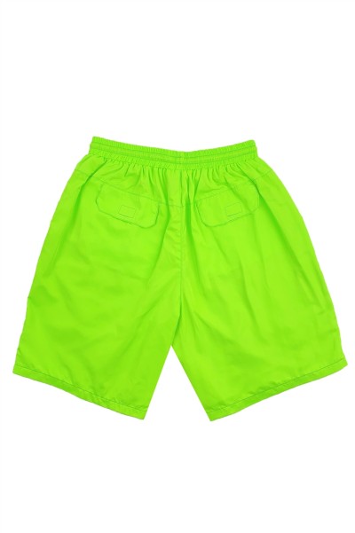 Customized fluorescent green sports shorts design blue embroidered logo ...