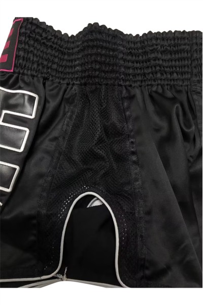 Customized men's black boxing pants with printed and embroidered logo ...