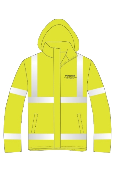 Customized raincoat and windbreaker with open chest and right angle ...