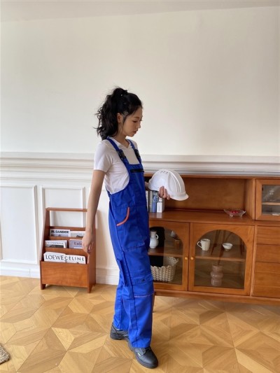 Custom-made women’s polyester cotton royal blue overalls