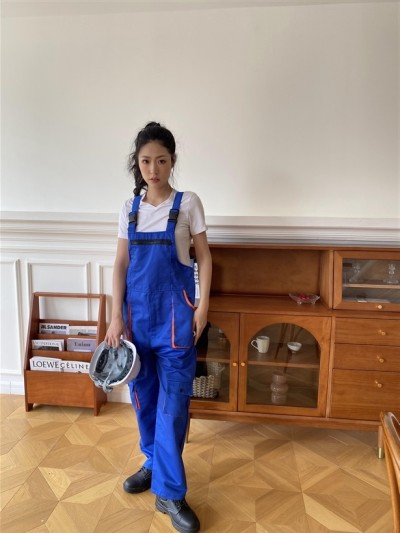 Custom-made women’s polyester cotton royal blue overalls