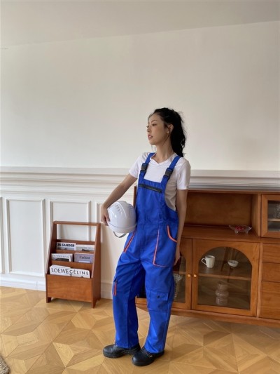 Custom-made women’s polyester cotton royal blue overalls
