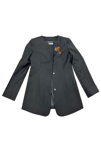 Design Hidden Snap Button Suit Jacket Custom Round Neck Ladies Tailored ...