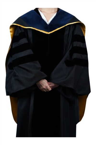 Design black velvet bonnet graduation gown Customized full bell sleeve ...