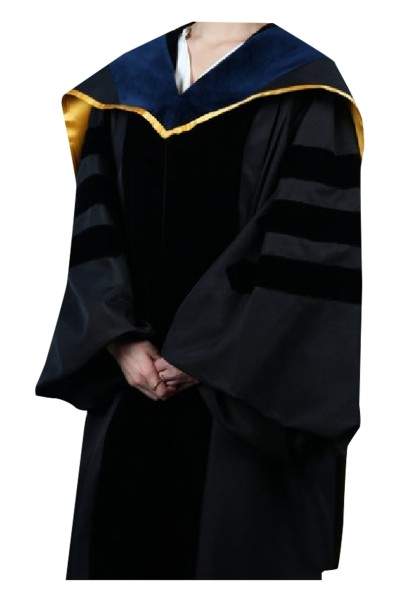 Design black velvet bonnet graduation gown Customized full bell sleeve ...