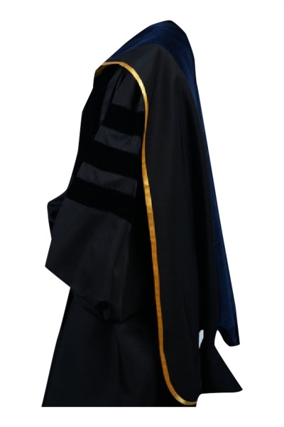 Design black velvet bonnet graduation gown Customized full bell sleeve ...