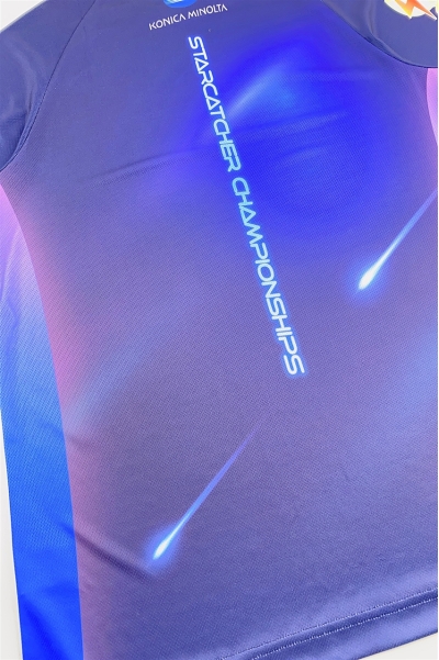 Design dye sublimation round neck T-shirt custom horn sleeve round neck ...