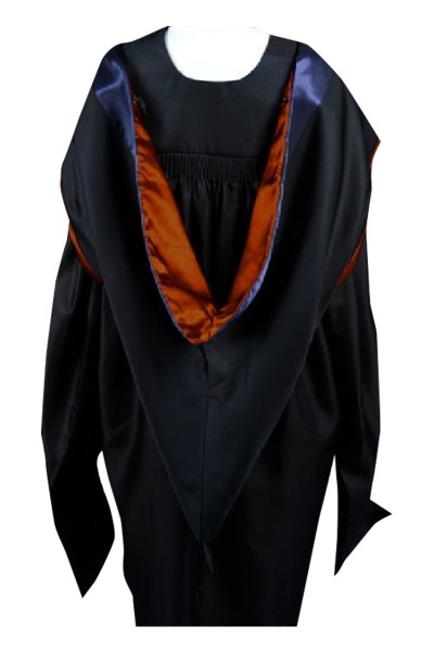 Designed orange hood with wide purple silk ribbon Customized black ...