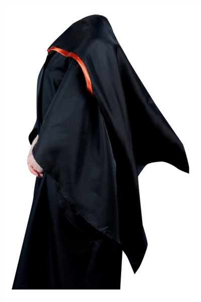 Designed orange hooded long graduation gown, customized zipper sleeve ...