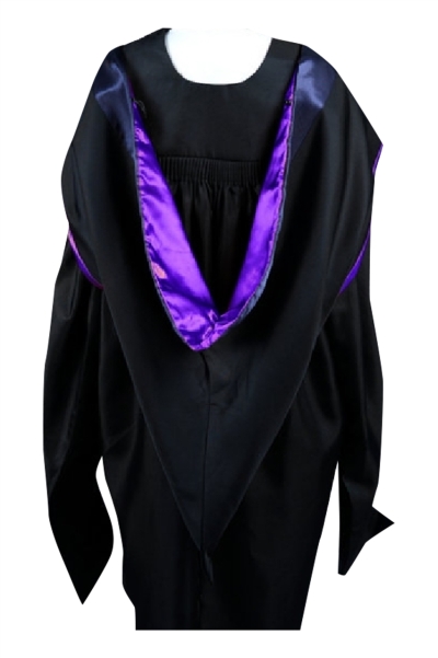 Designed purple silk hooded graduation gown, custom-made solid color ...