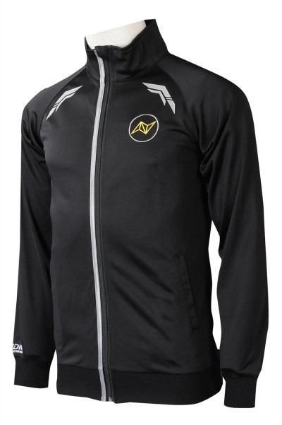 massively customized black zipper jacket, ribbed cuff embroidery, front ...