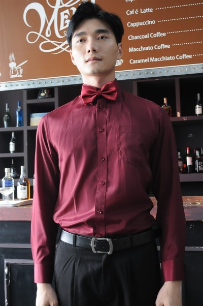 Custom-made Burgundy casino uniform model demonstration real person ...