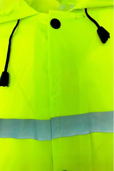 Manufacture of long jacket fluorescent yellow raincoat Order reflective ...