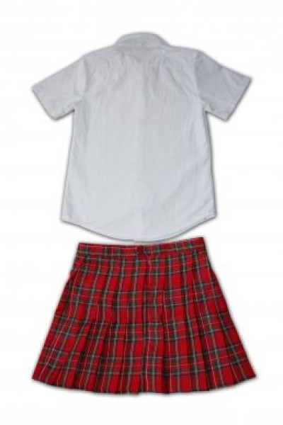 SU011 customized high school girl uniforms red checked skirts hong kong ...