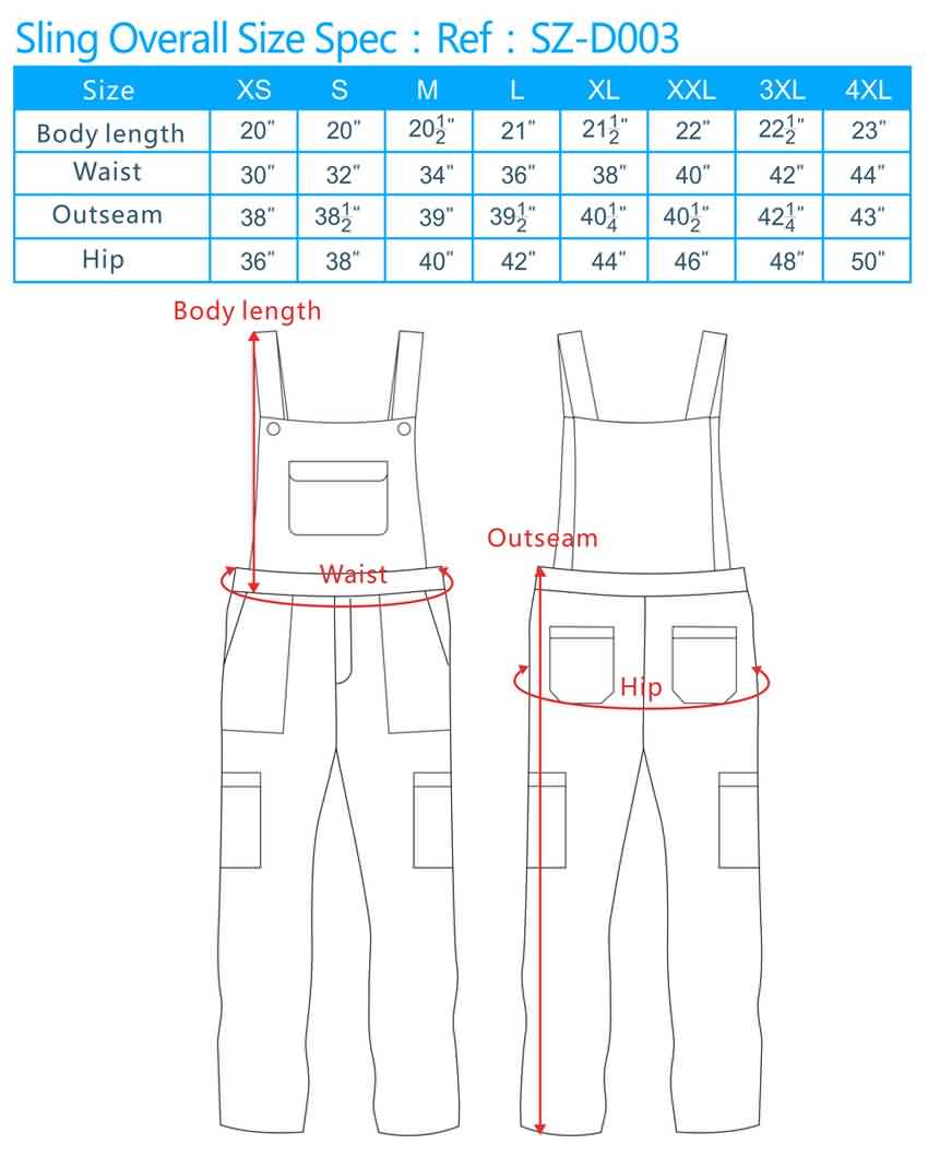 workwear size chart, engineer uniforms size guide, workwear uniform ...
