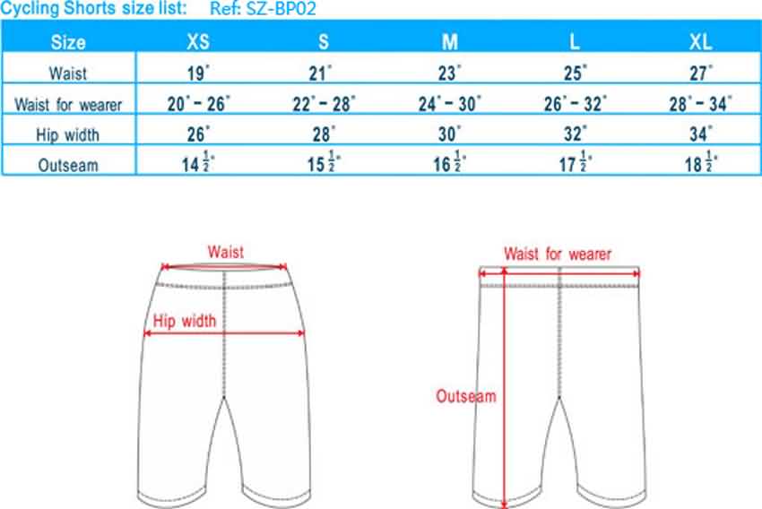 bike jersey size chart, bike jersey size guide, bike uniforms sizing ...