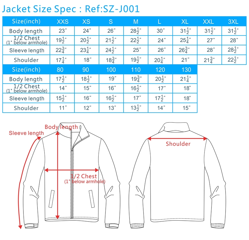 windbreaker sizing chart, windbreaker jacket size chart, mens windbreaker size chart, ladies ...