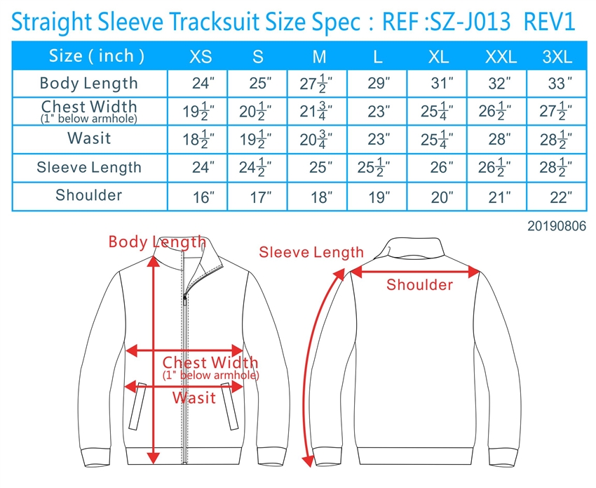 windbreaker sizing chart, windbreaker jacket size chart, mens ...