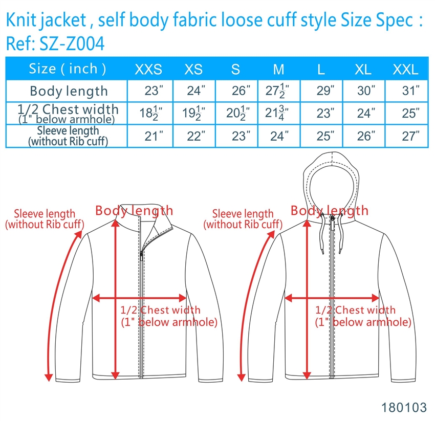 zip fleece jackets sizing, zip fleece hoodies size chart, sweatshirts ...