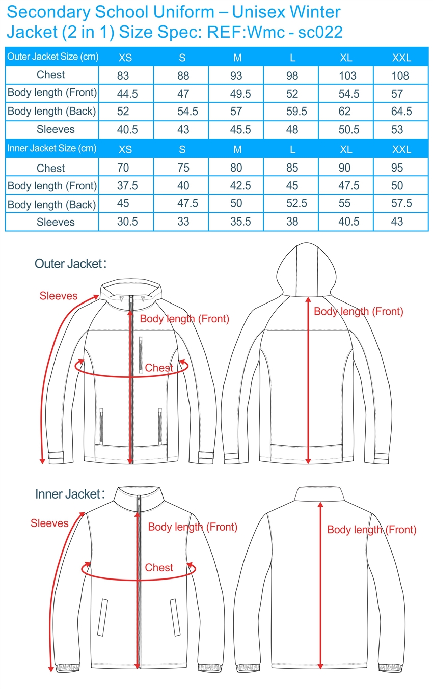secondary school uniform size chart, schoolwear sizing guide, school ...