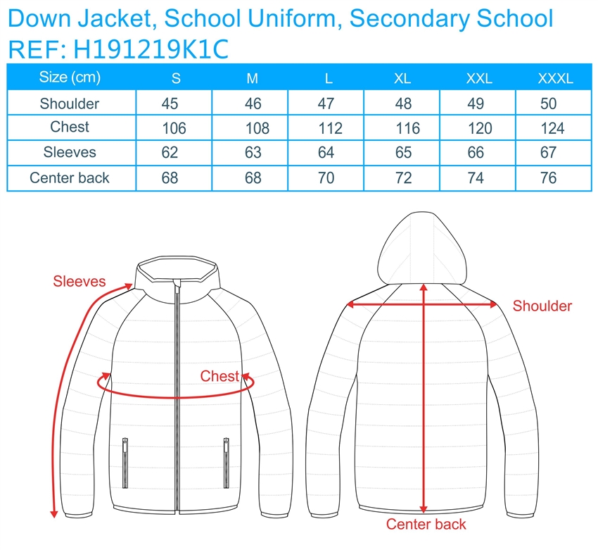 secondary school uniform size chart, schoolwear sizing guide, school ...