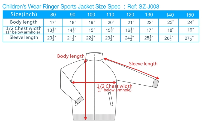 windbreaker sizing chart, windbreaker jacket size chart, mens ...