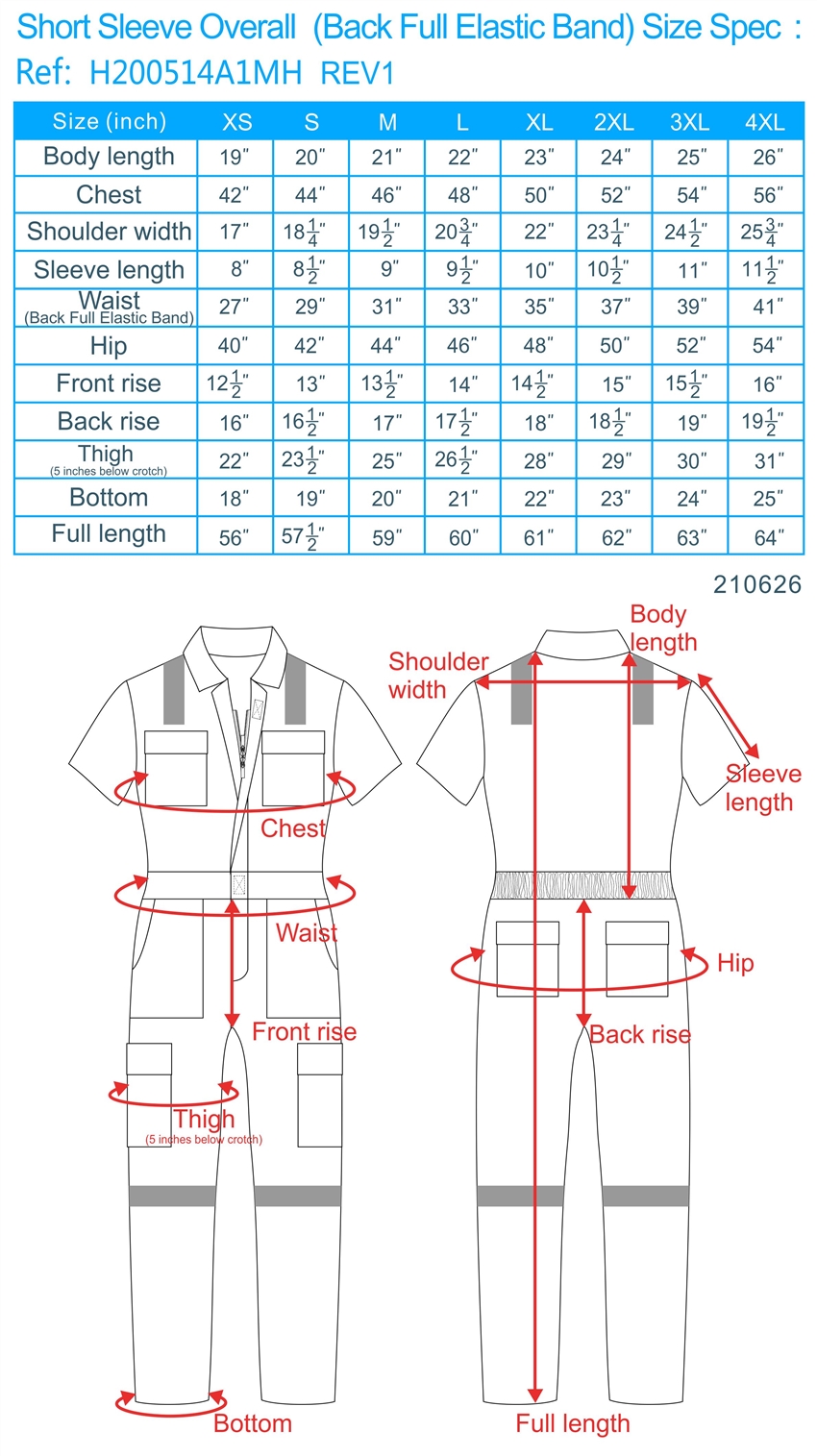 workwear size chart, engineer uniforms size guide, workwear uniform ...